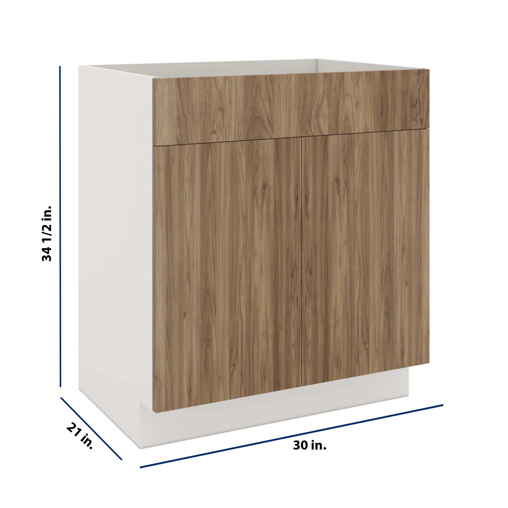 30" Walnut Sink Base Vanity with 2 Doors – SBMTX